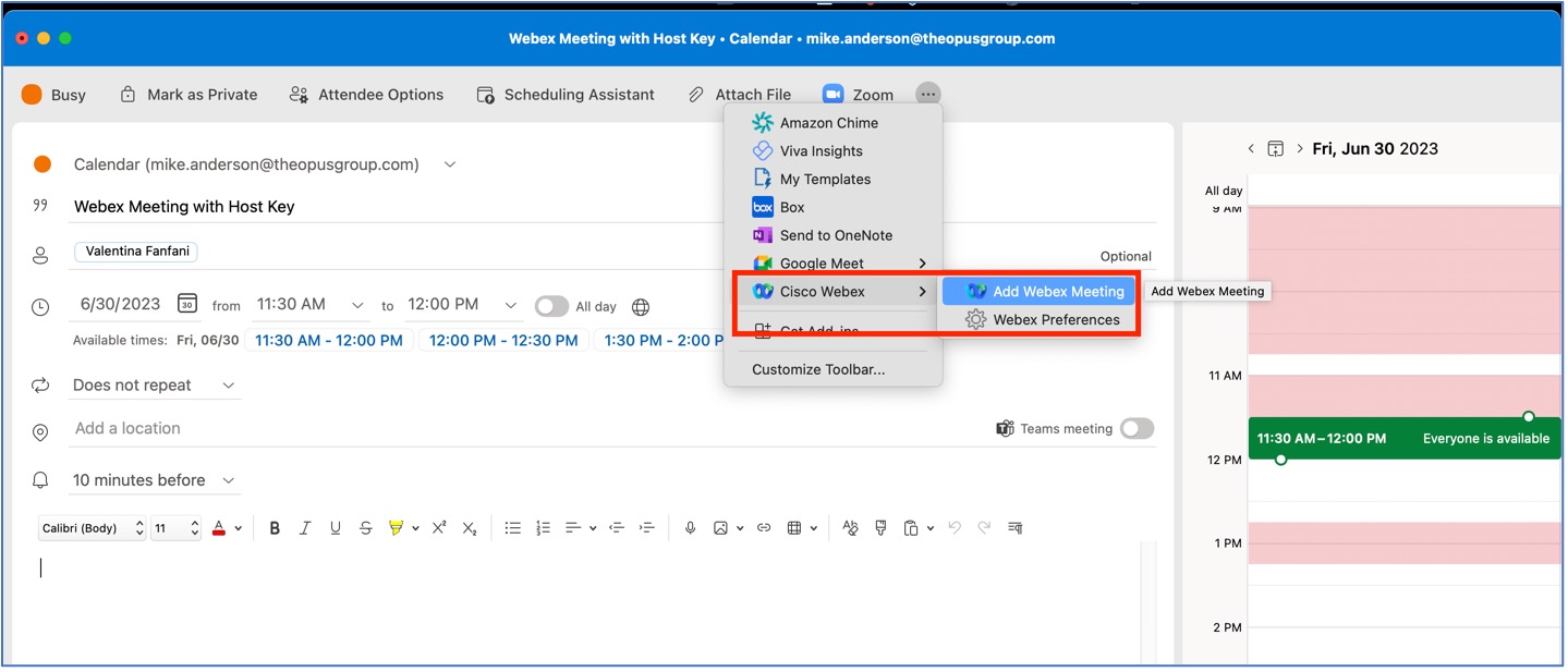 Webex - Share Host Key