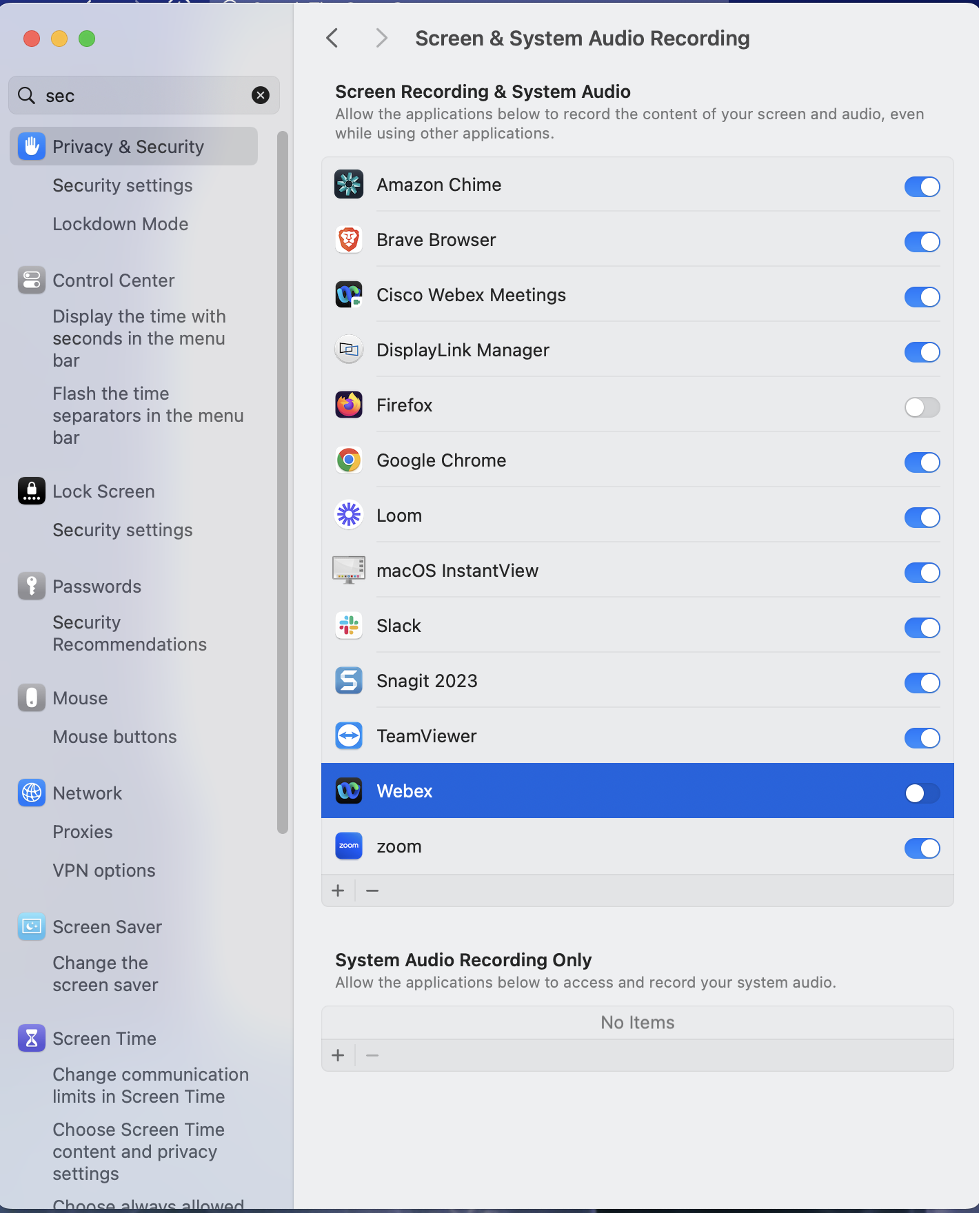 Webex - Screen Sharing (Mac)